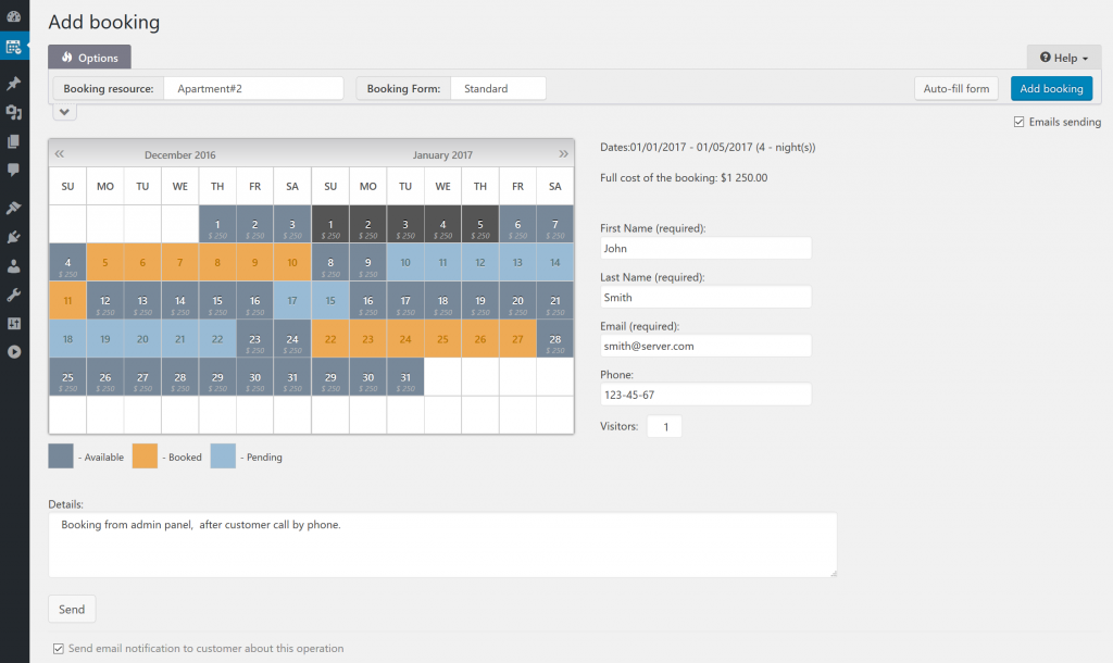 Screenshots | WP Booking Calendar: The #1 Booking Plugin for WordPress.