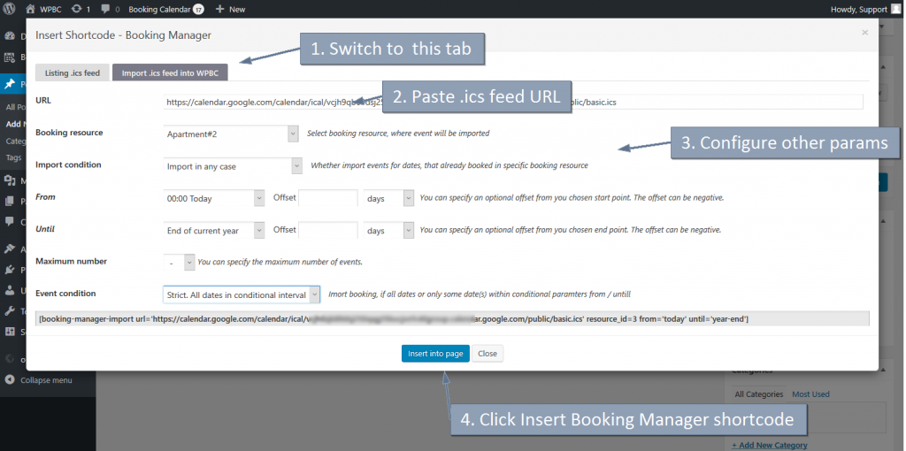 How to start import of .ics feeds into Booking Calendar ? | WP Booking ...