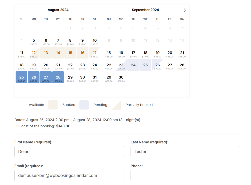 Screenshots | WP Booking Calendar: The #1 Booking Plugin for WordPress.